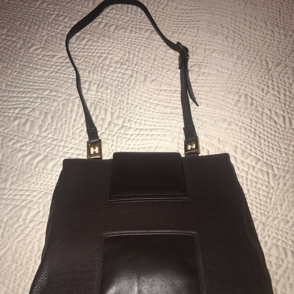 H by Halston | Bags | Halston Designer Brown Leather Crossbody Tote Bag ...